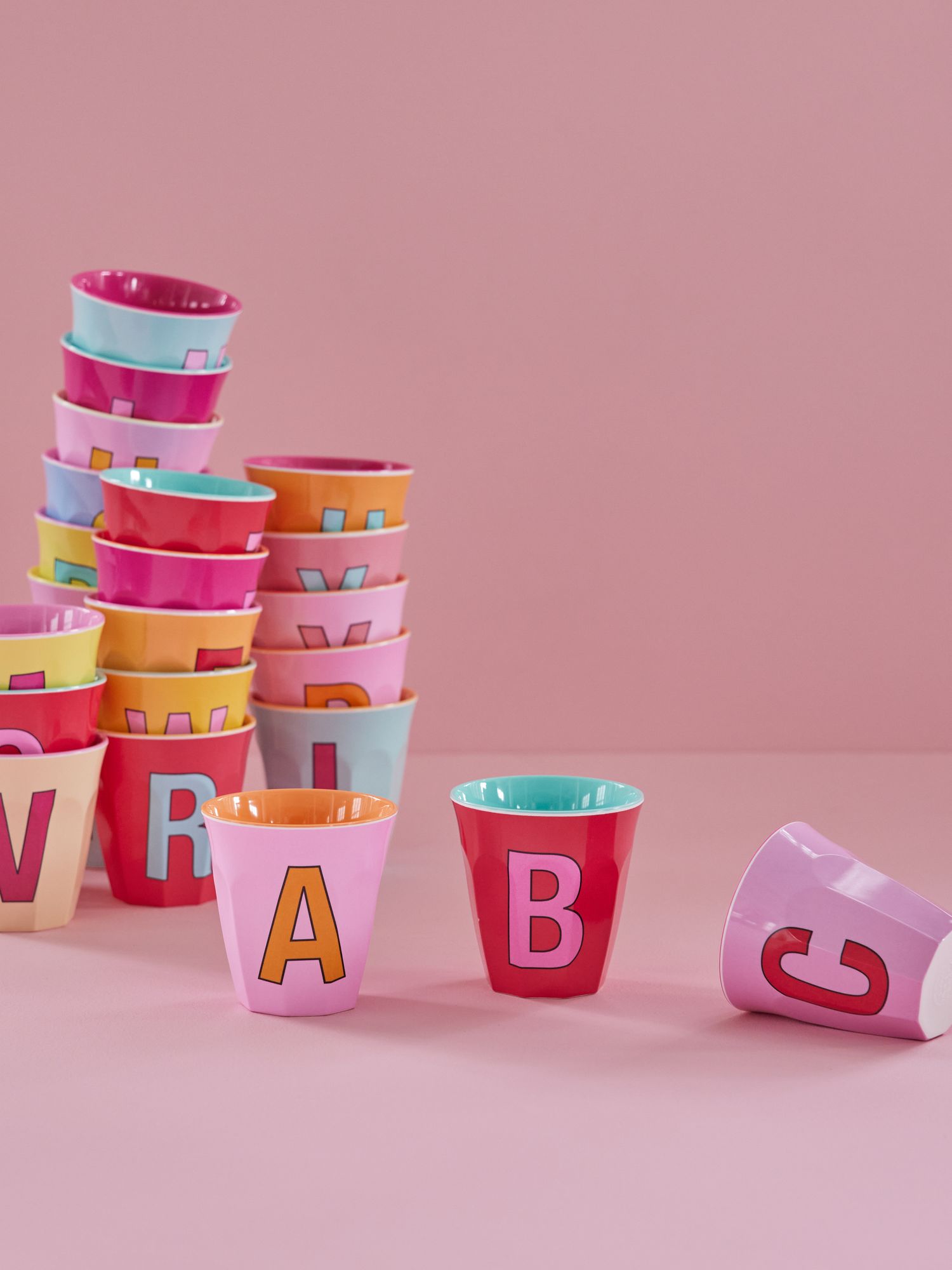 Solid color alphabet cups
