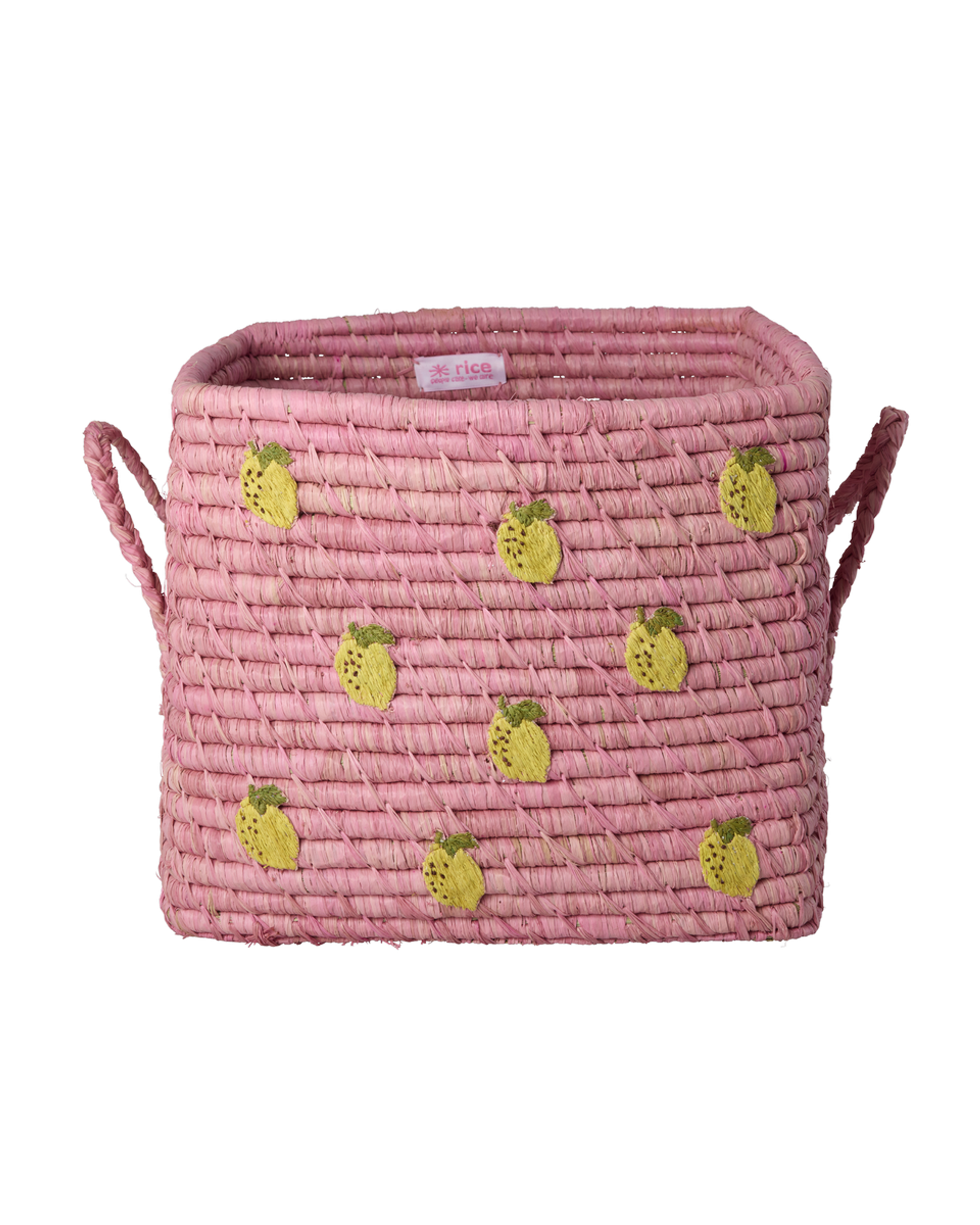 Square Raffia Basket - Rose
