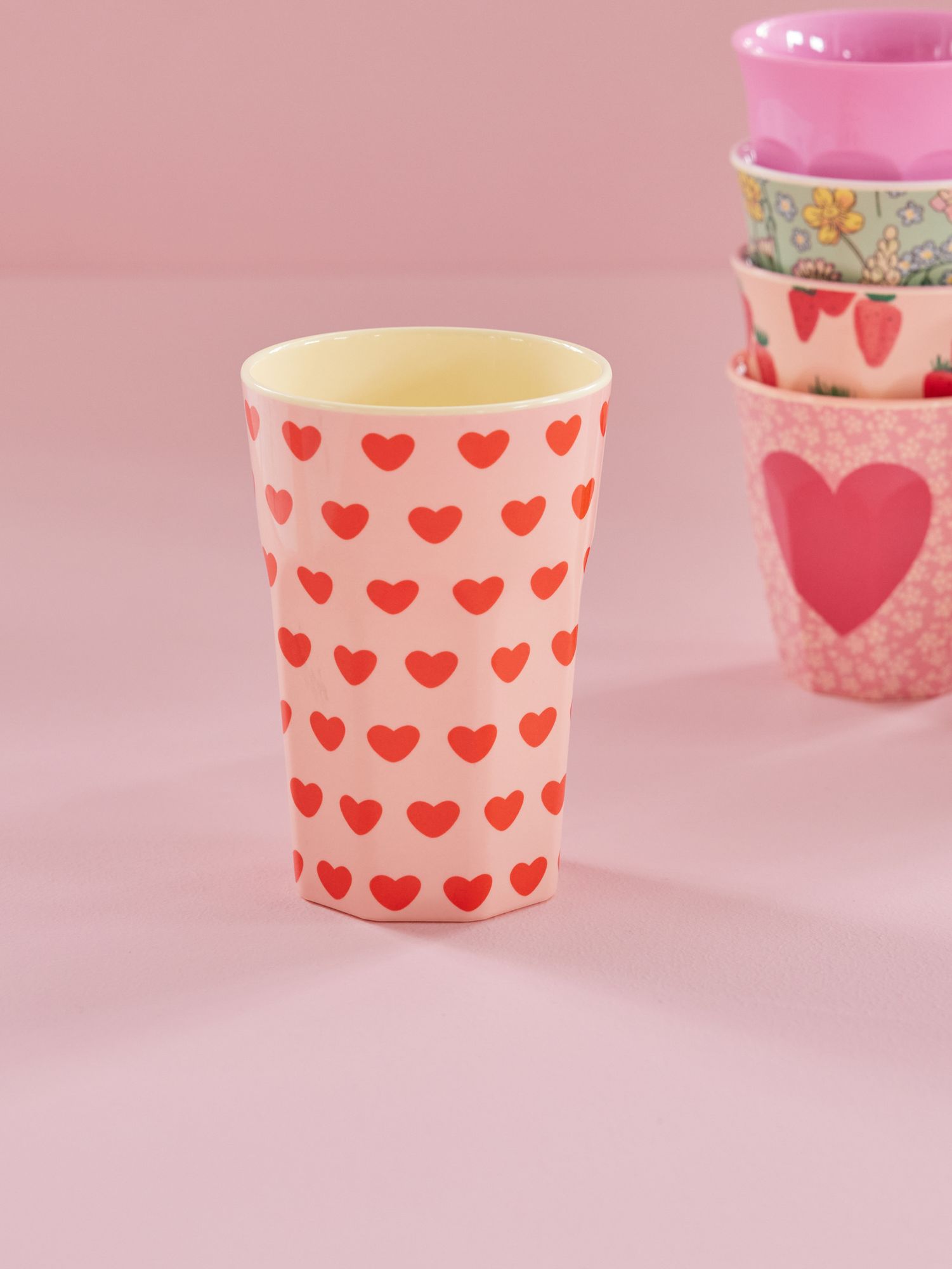 Buy Tall Melamine Cup - Soft Pink - Sweet Hearts Print | RICE – rice