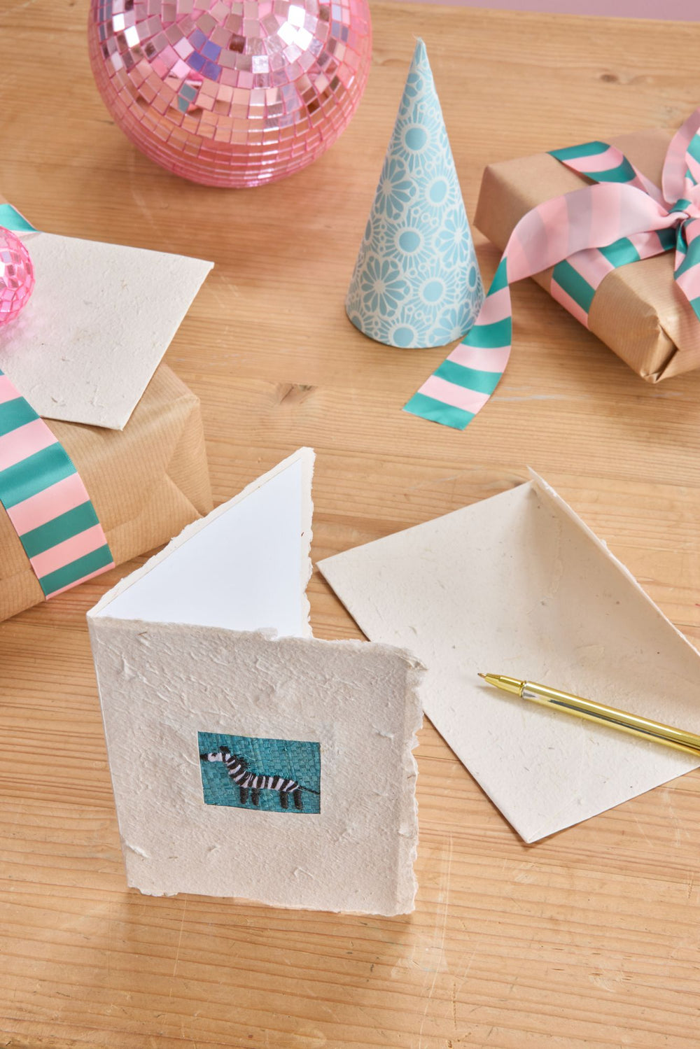 A5 Paper Card with Envelope - White - Zebra