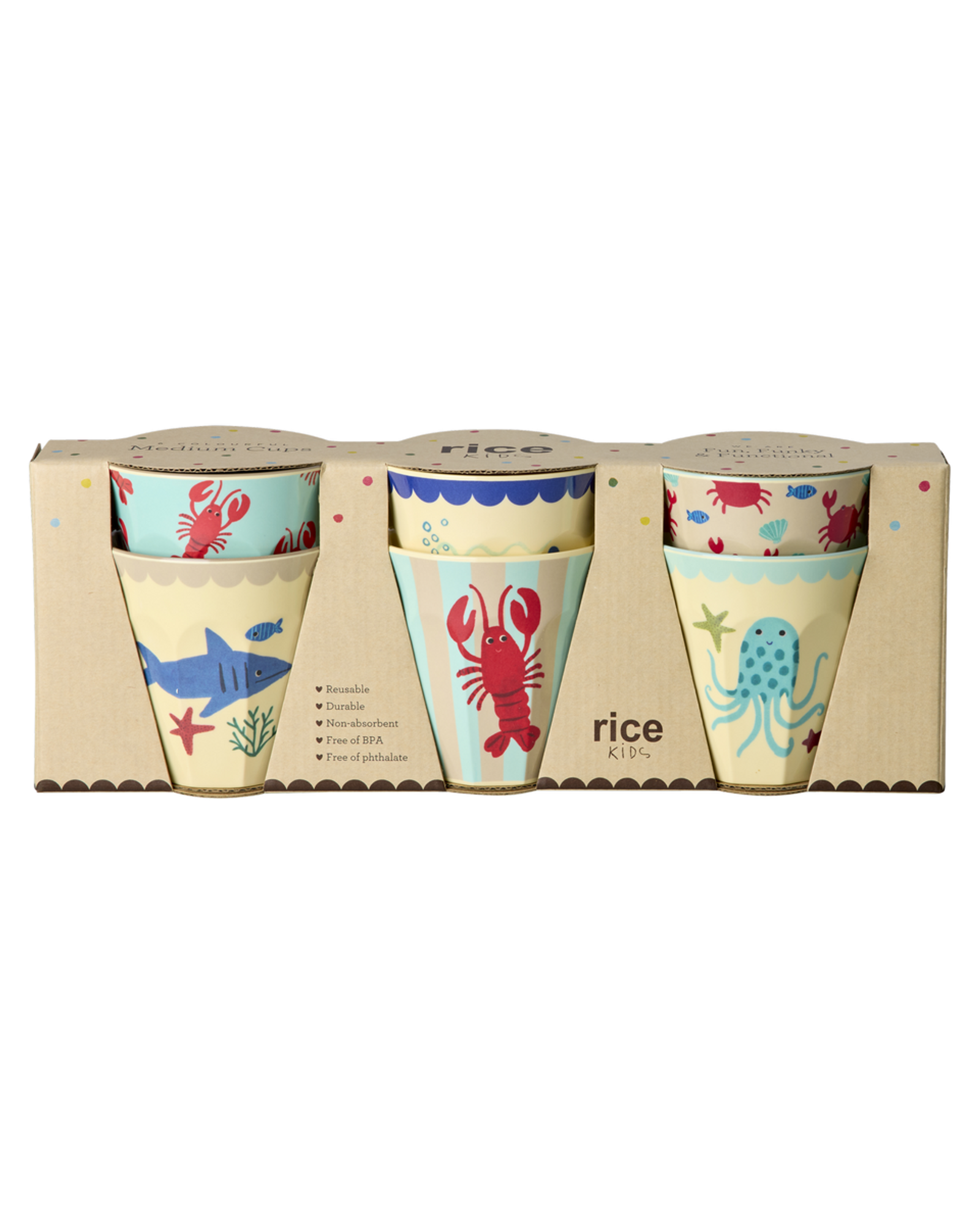 Medium Cup - Blue - Ocean Print - 6-pack