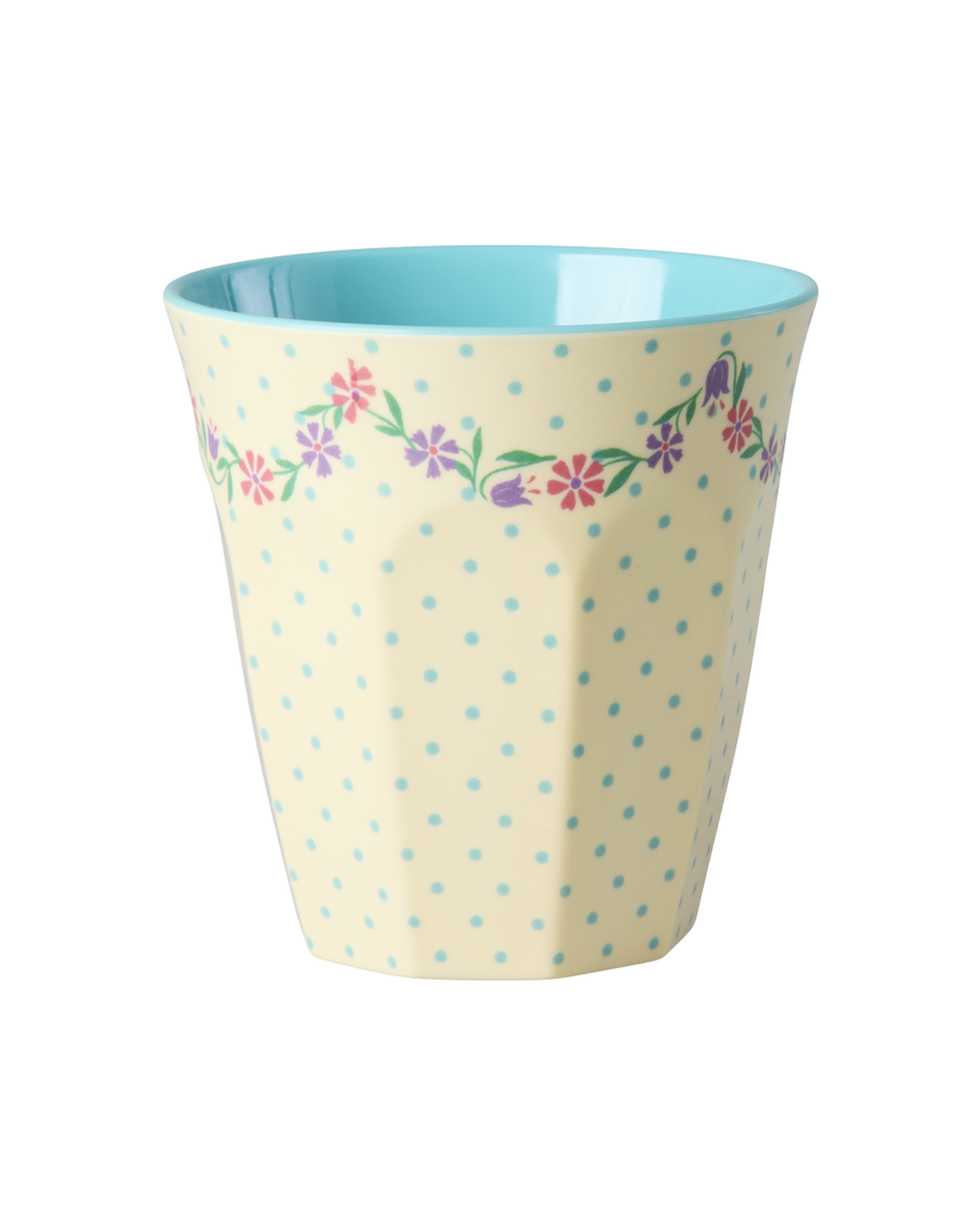 Medium Cup - Cream - Dots and Flowers Print