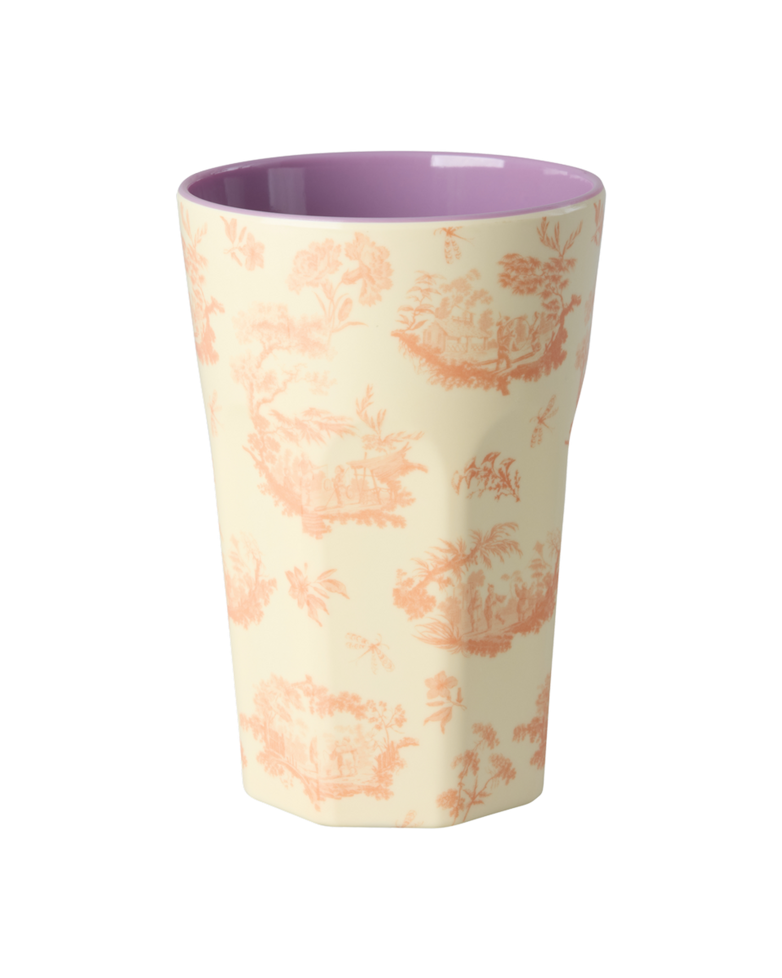Tall Cup - Cream - Toile de rice Print