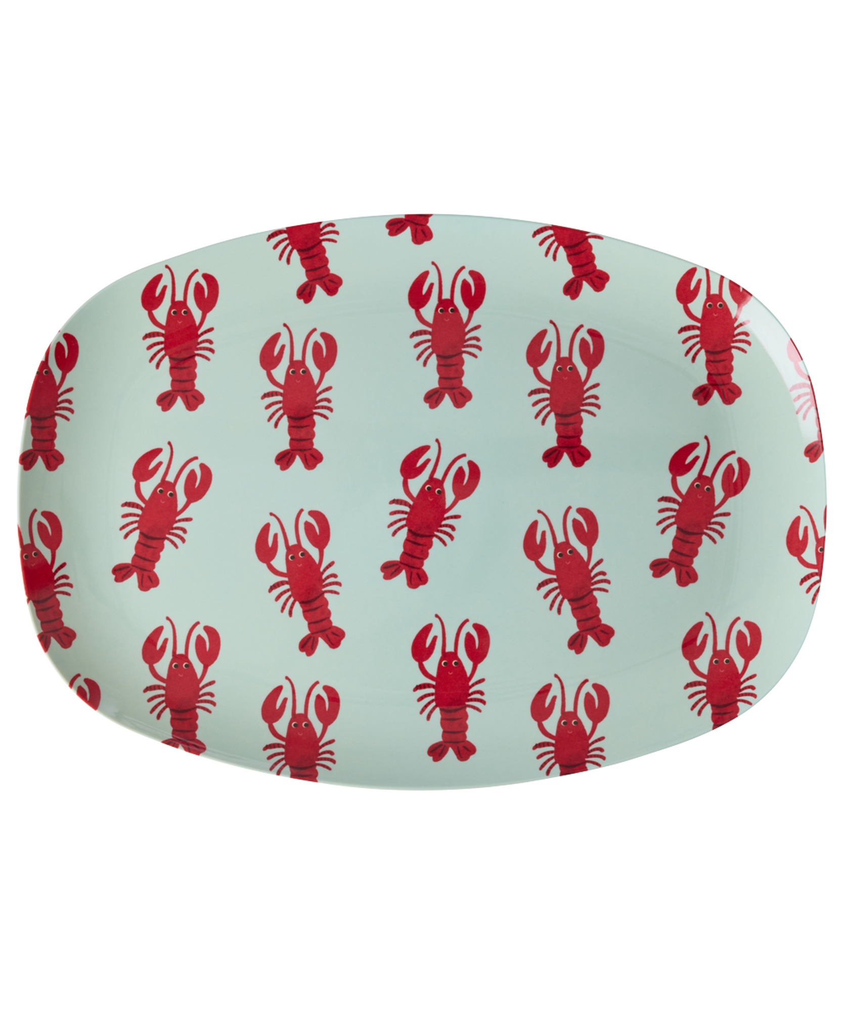 Large Rectangular Dinner Plate - Soft Blue - New Lobster Print