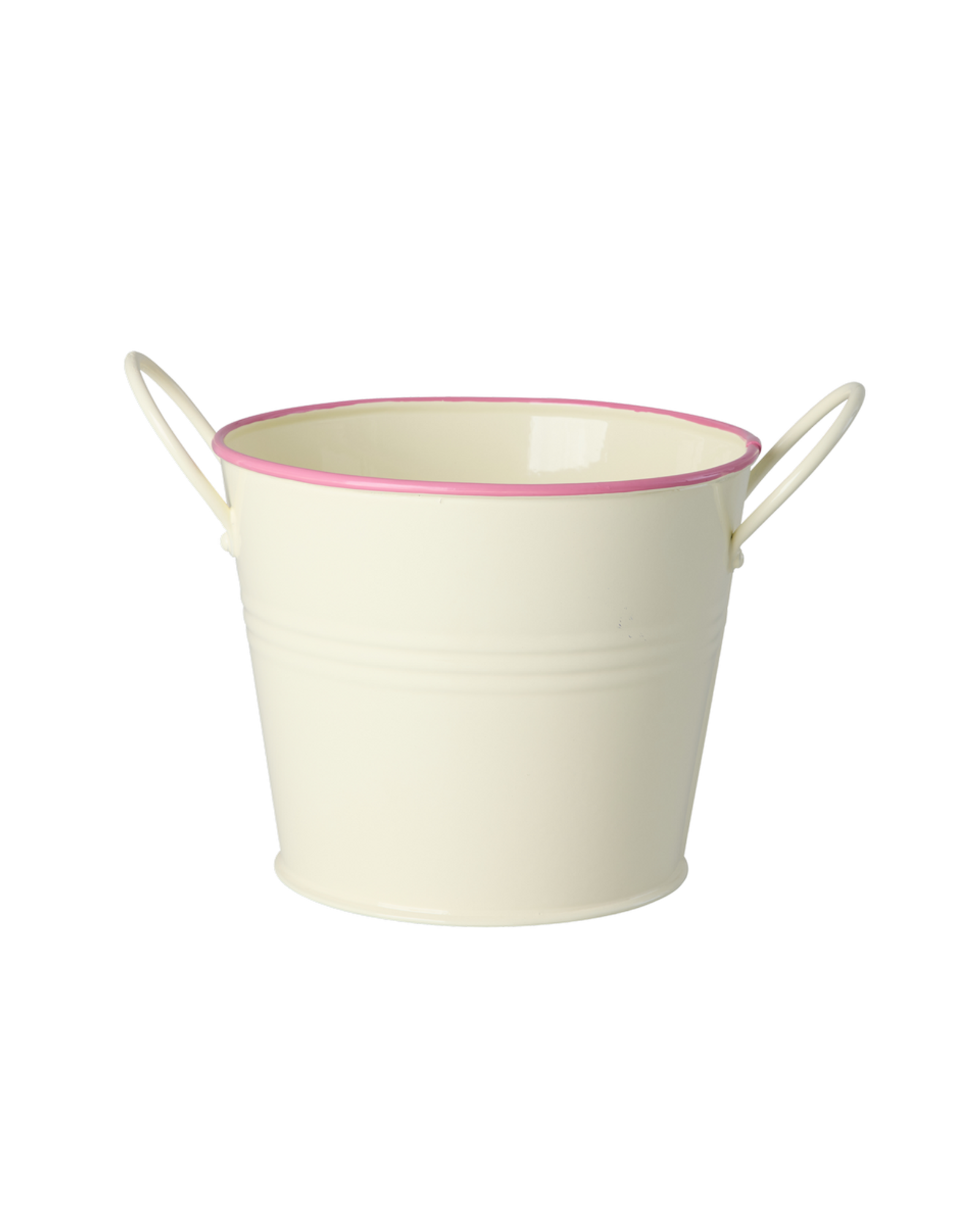 Small Metal Flower Pot - Cream