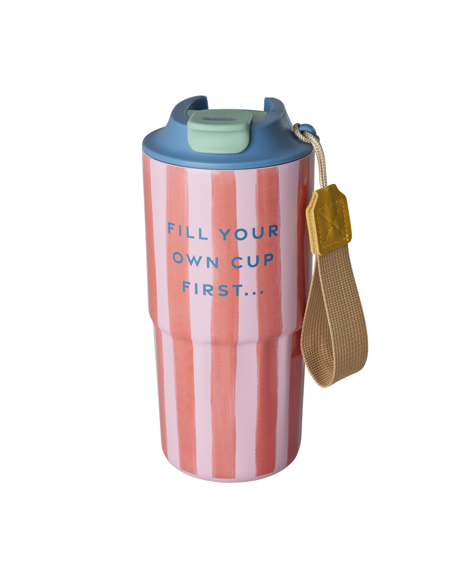 Stainless Steel Thermo Cup - Pink - Organic Stripes Print – rice